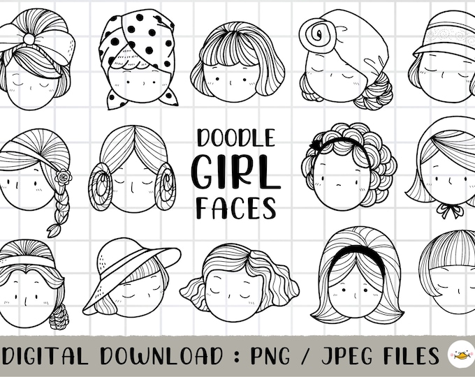Happy Girl Clipart, Doodle Girl, Cute Girl, Friend Clipart, Outline ...