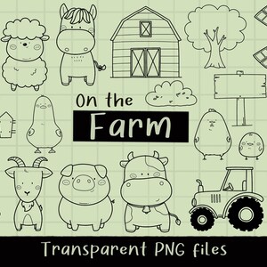 Farm Animals Clipart, Cute Farm Animal, Farmland, Farm Life, Outline ...