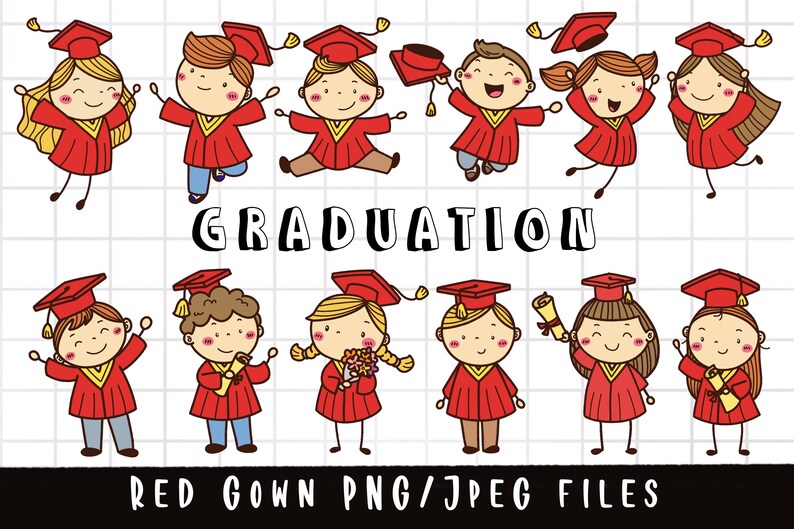 Graduation Doodle Boy and Girl Clipart, Stick Figure Clipart,friend ...