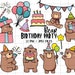 Bear Birthday Party Clipart Happy Birthday Cute Bear Clipart - Etsy