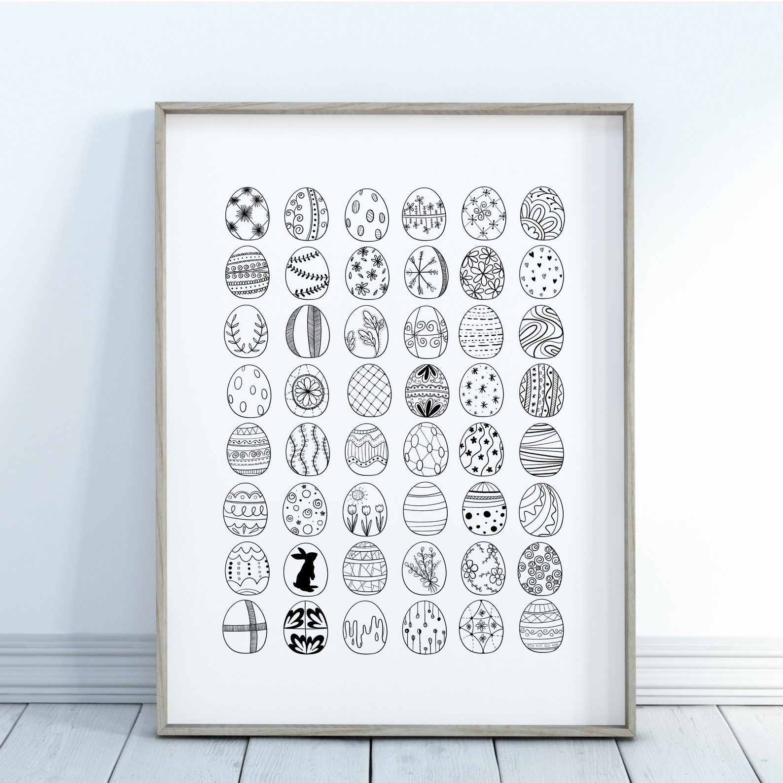 Easter Eggs Hand Draw Clipart /doodle /black and White Easter Eggs ...