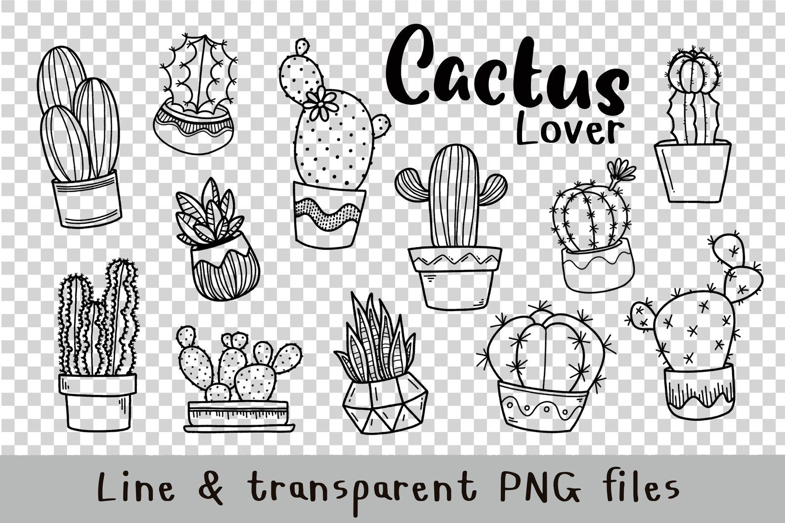Doodle Cactus Cliparts, Succulent Clipart Set, House Plants Clipart ...