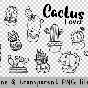 Doodle Cactus Cliparts, Succulent Clipart Set, House Plants Clipart ...
