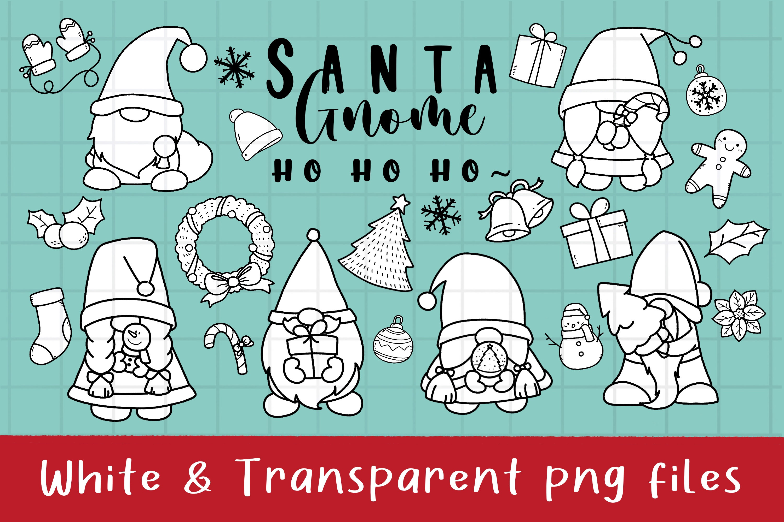 Santa Gnome Clipartwinter Clipart Merry Christmas Clipart - Etsy