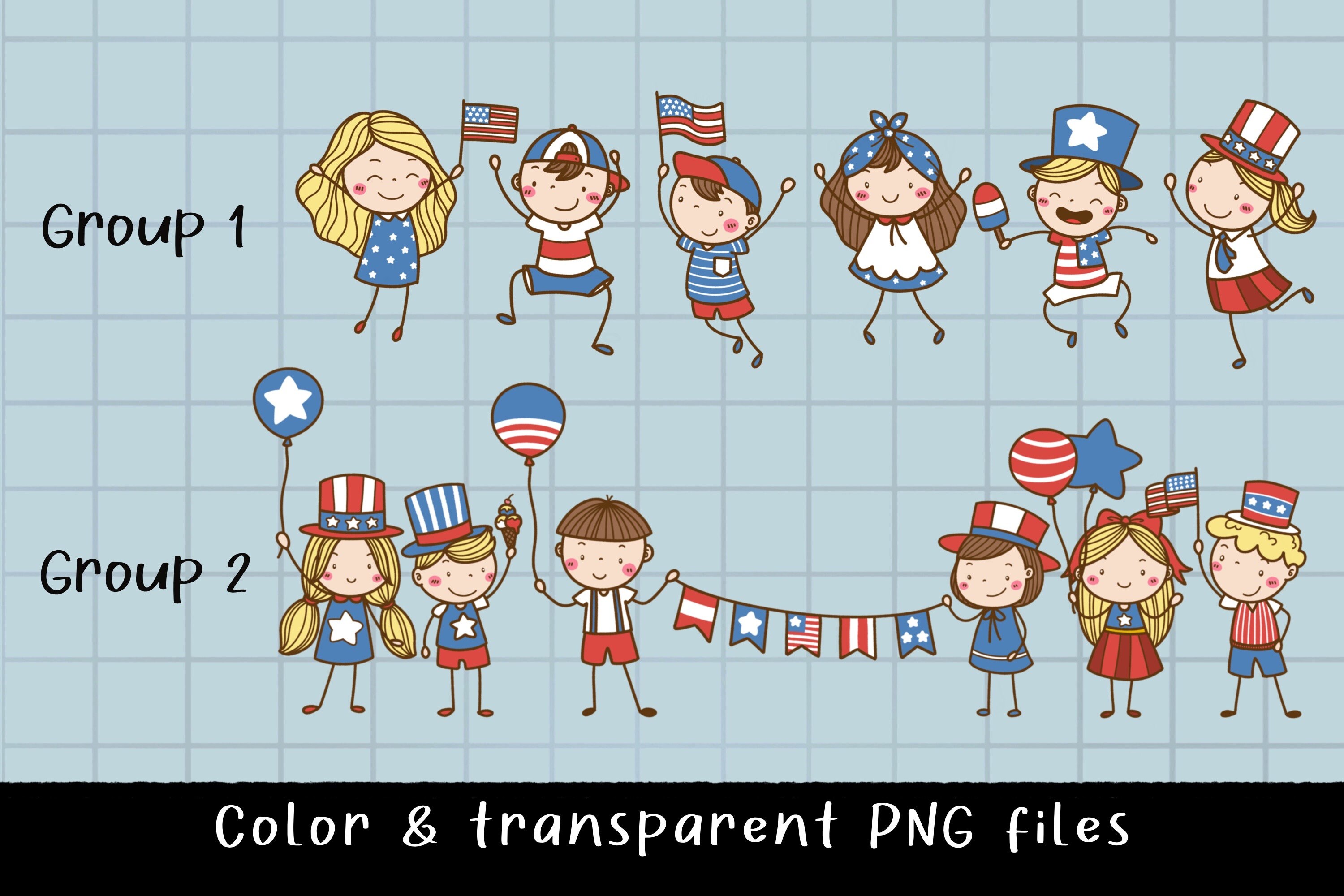 4th of July Kid Clipart, Funny USA Clipart, Independence Day, Fourth of ...