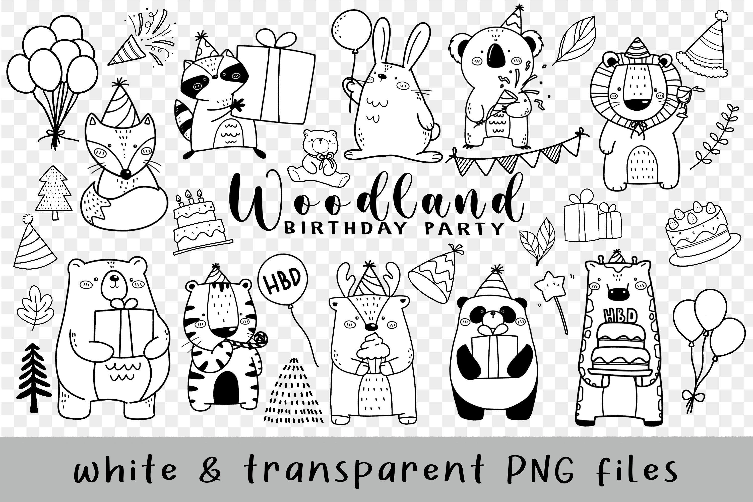 Woodland Birthday Party Clipart, Forest Animal, Wild Cute Animal ...