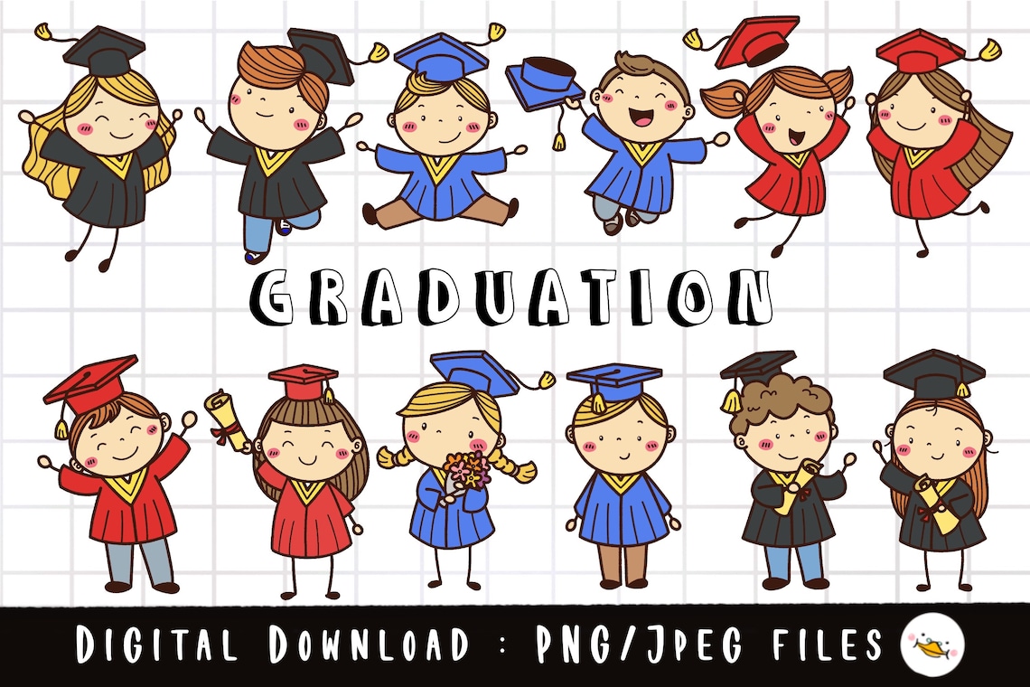 Graduation Doodle Boy and Girl Clipart, Stick Figure Clipart,friend ...