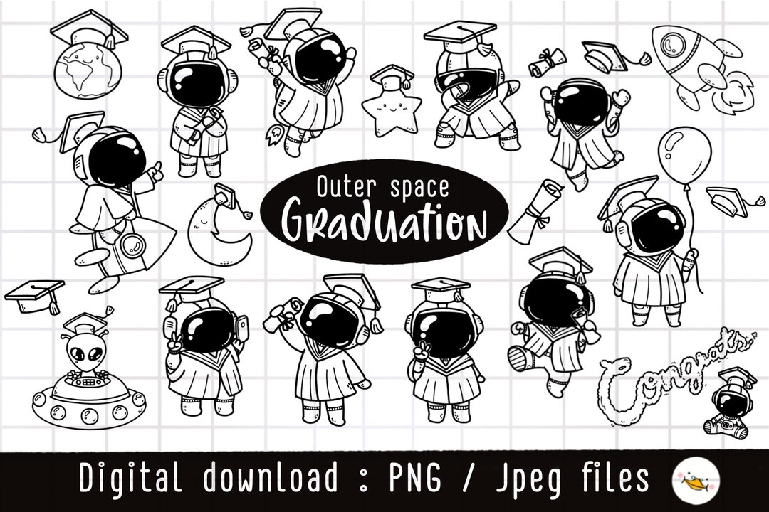 Astronaut Graduation Clipart, Outer Space Clipart, Planet, UFO ...
