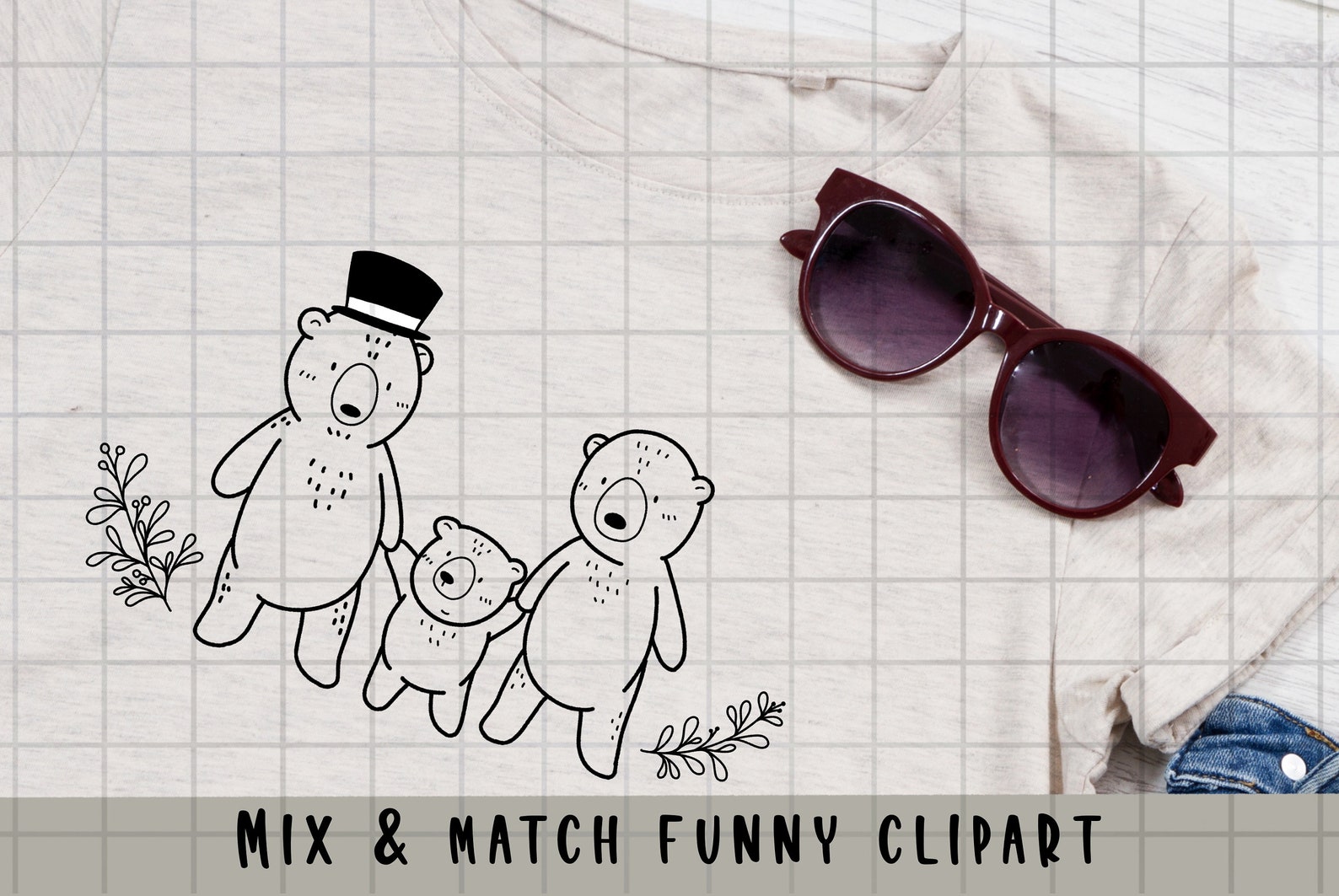 Family of Bears Clipart cute bear Dad & Mom Woodland | Etsy