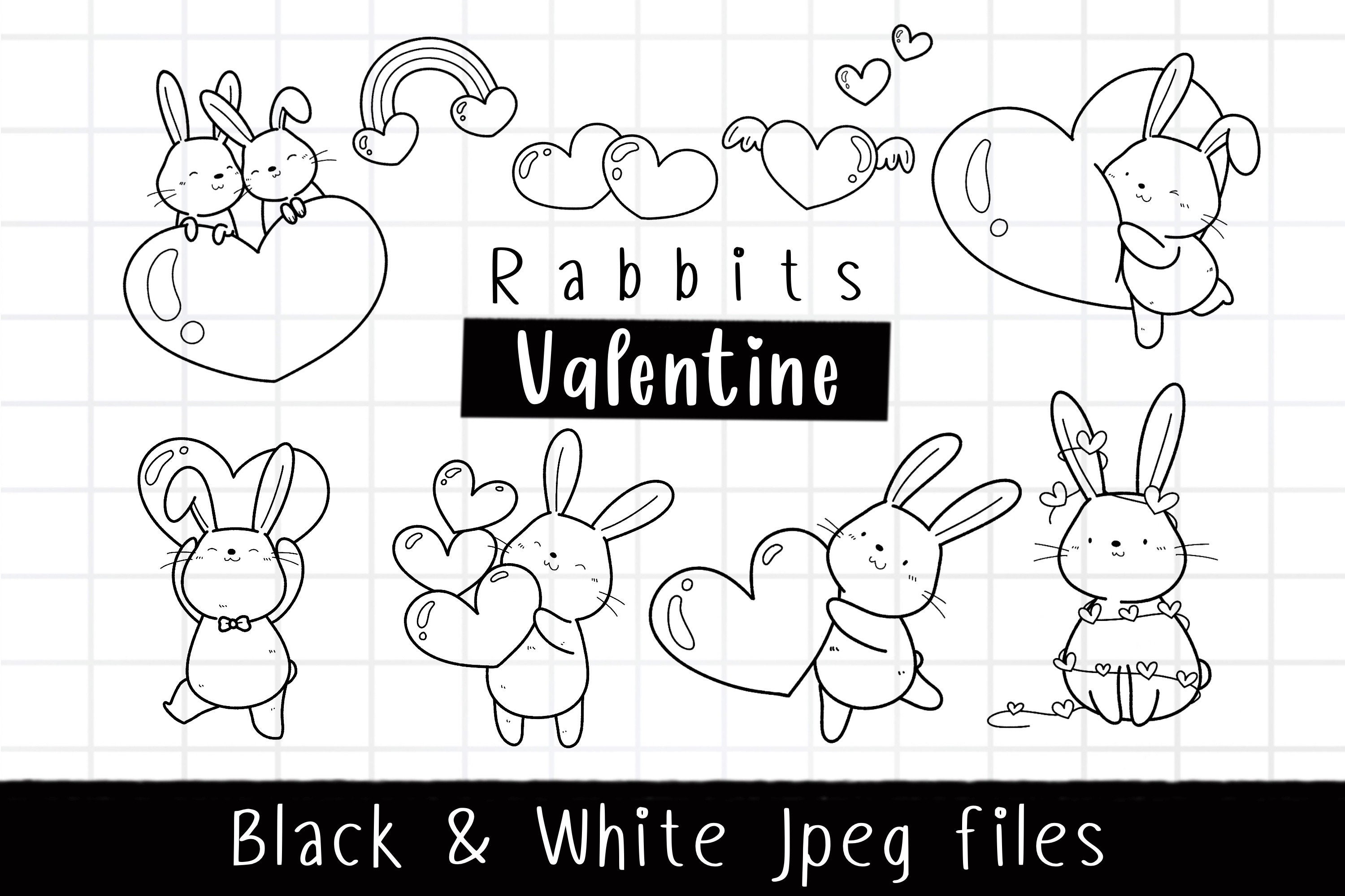 Valentine Rabbits Clipart, Rabbit in Love, Rabbit Clipart, Love Clipart ...