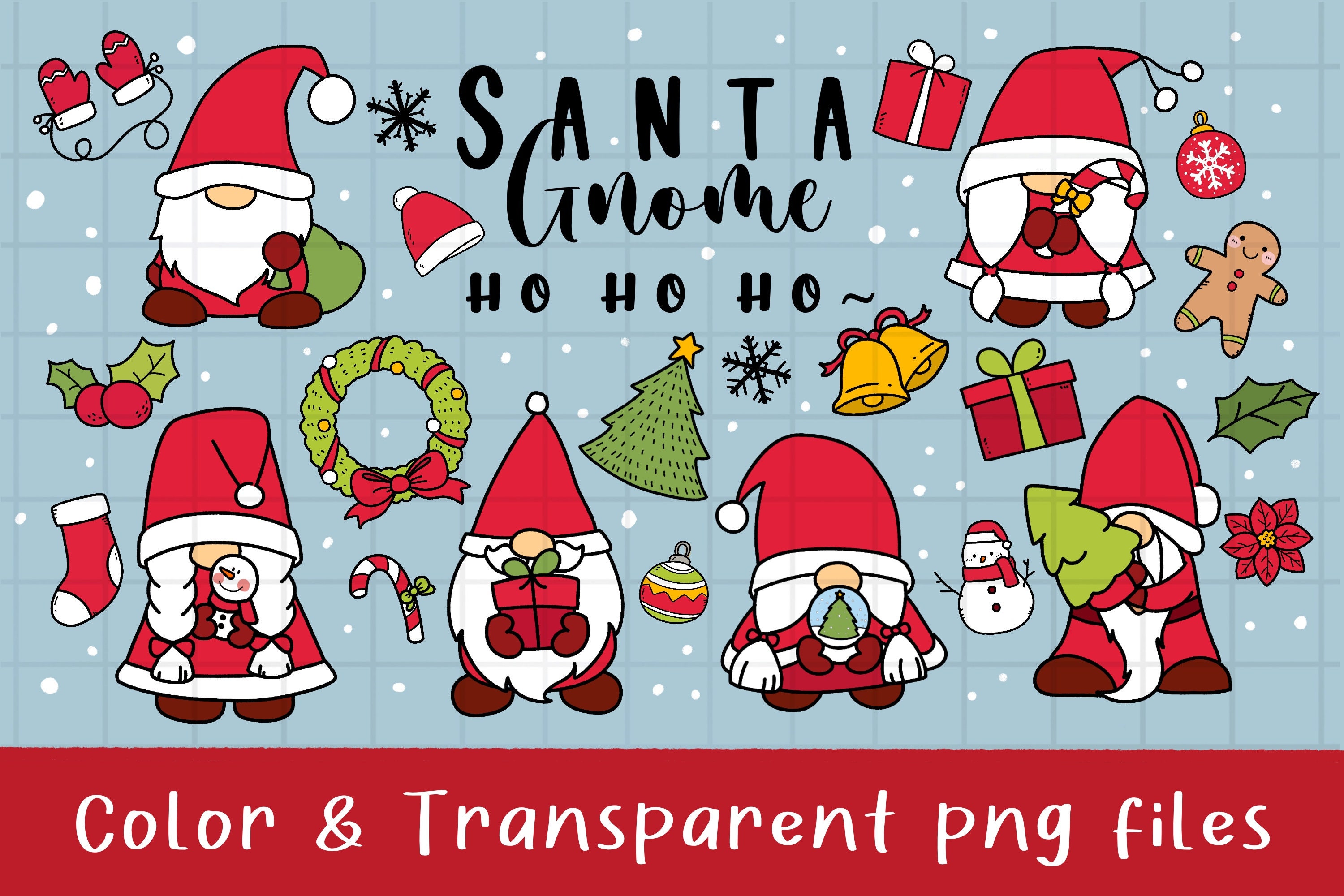 Santa Gnome Clipartwinter Clipart Merry Christmas Clipart - Etsy