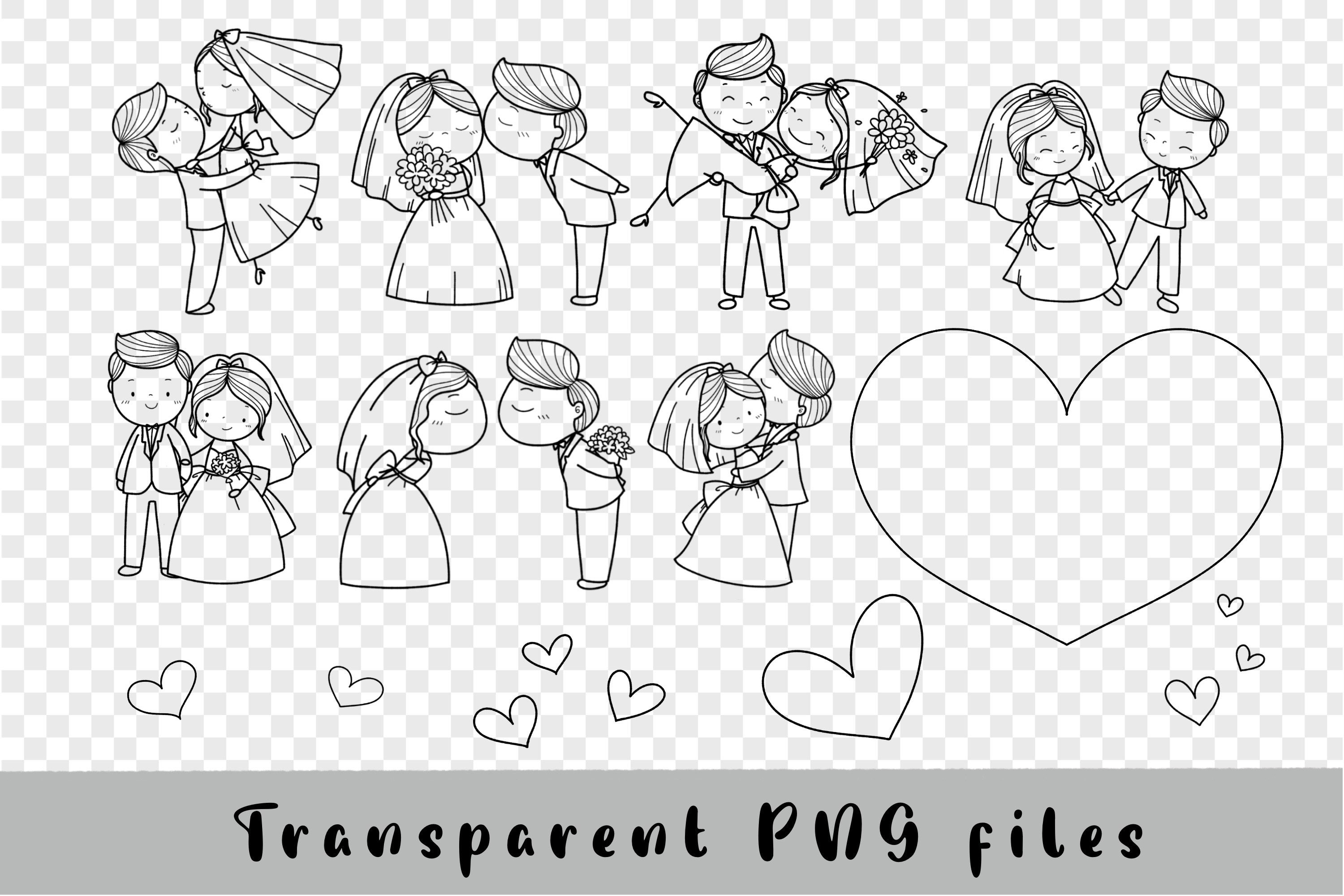 Wedding Doodle Clipart, Wedding Stick Figure Clipart, Mix and Match ...