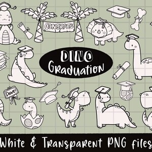 Graduate Dinosaur Clipart, Graduation Clipart, Outline Doodle, PNG ...