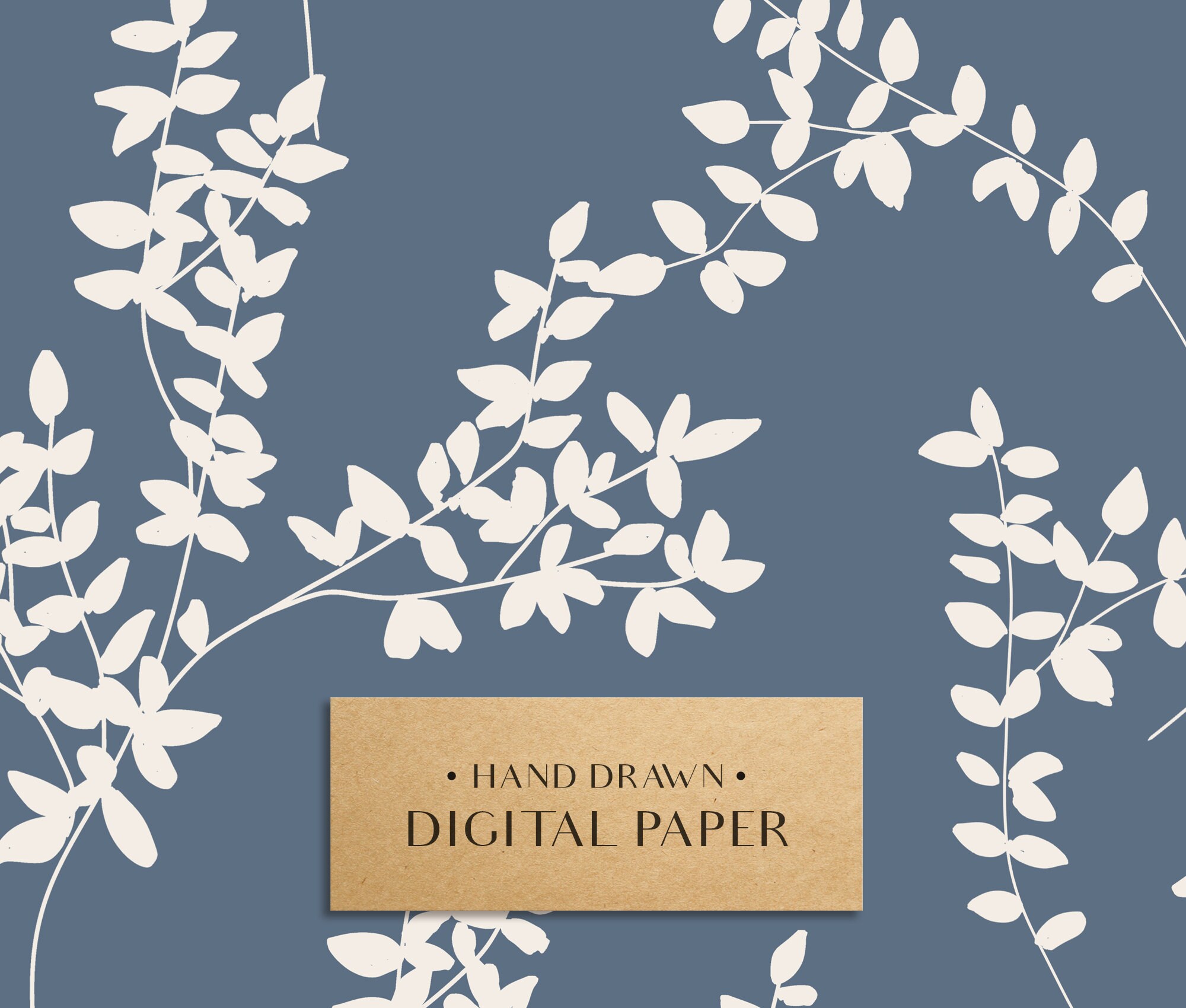 Seamless Pattern, Digital Paper, Floral Pattern, Leaves Pattern, Blue ...