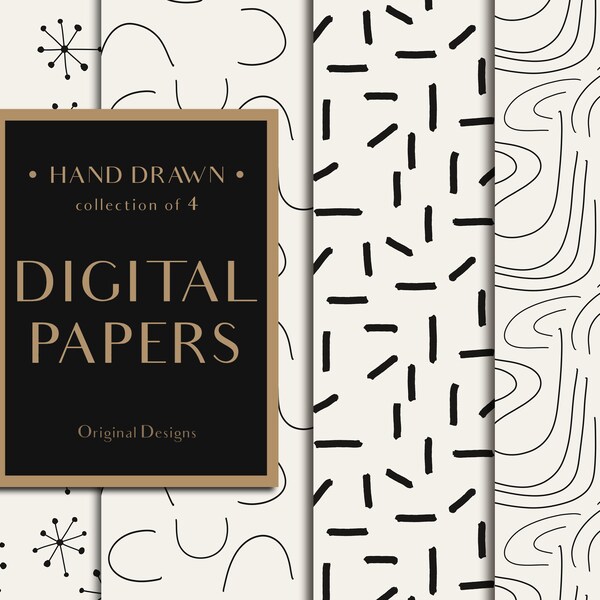 Black and White Digital Papers - Etsy