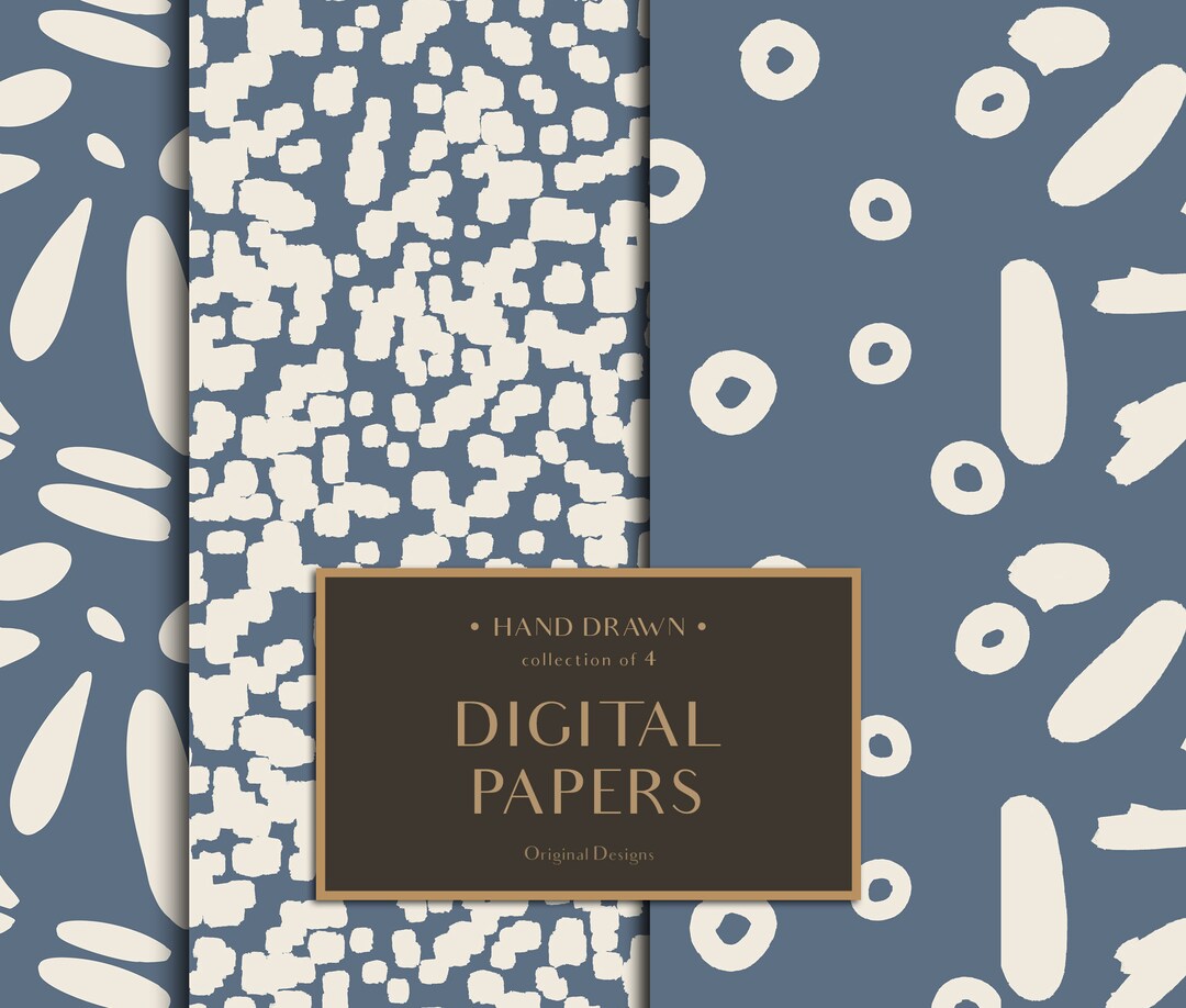 Blue Navy Digital Paper, Seamless Pattern, Scandinavian Modern ...
