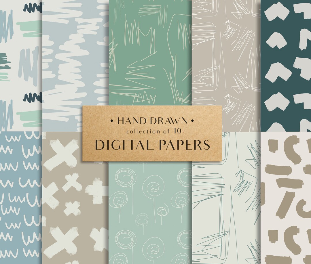 Digital Paper Pack, Mint Green Paper, Beige, Blue, Original Seamless ...