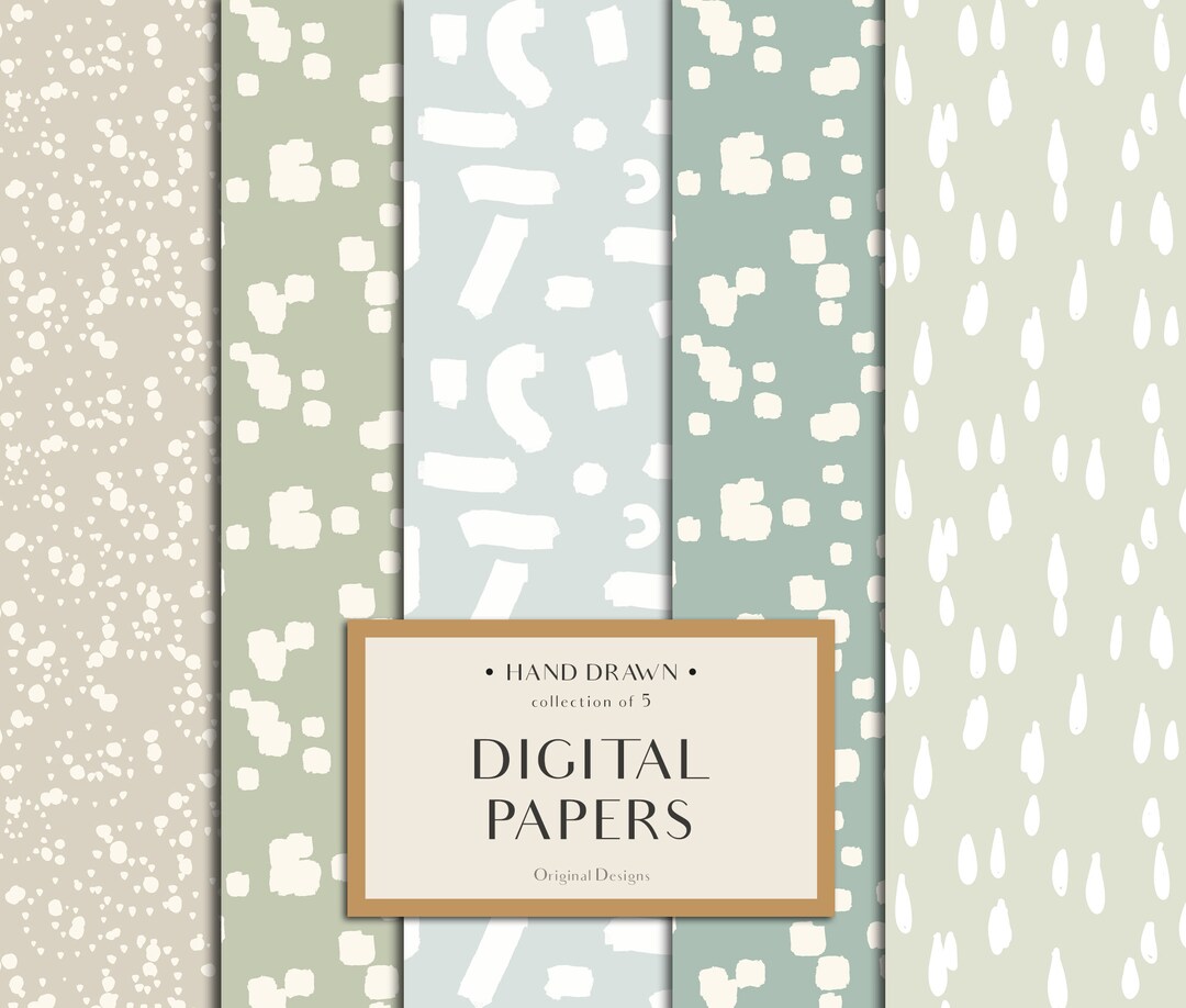 Seamless Digital Paper, Mint Green Paper, Abstract Shapes, Minimalist ...