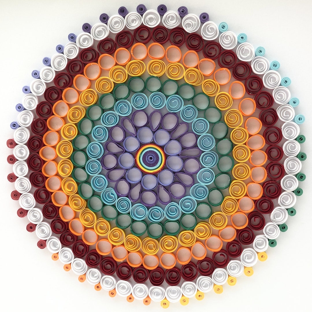 Quilled Rainbow Art | Rainbow Chakra | Mandala | Handmade | White Frame ...