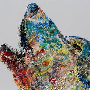 Unique Texture Wolf Howling 40,original Abstract Acrylic Painting on ...