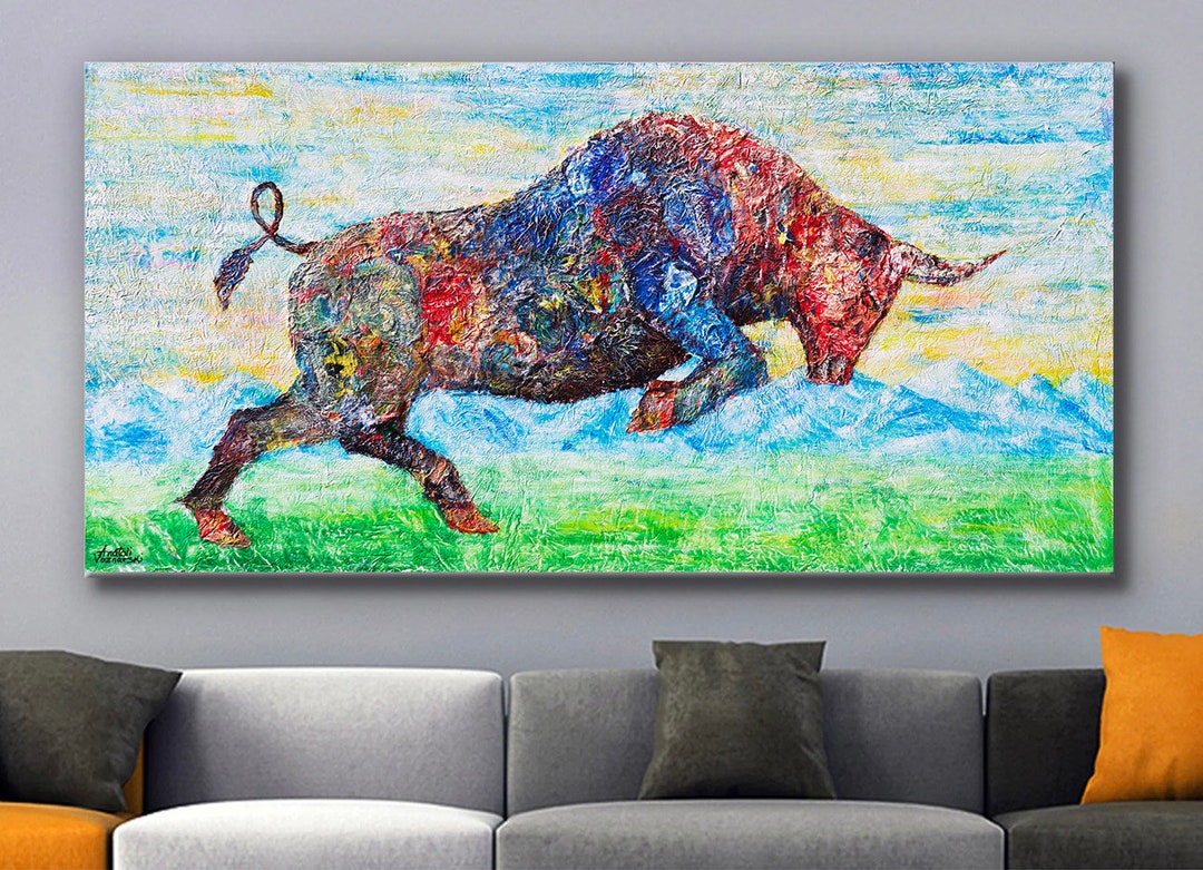 Bull 48",signature Texture Bull,amassing 'frozen' Texture,landscape ...