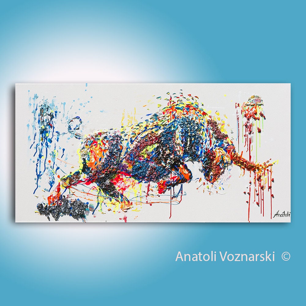 Bullred Bull 3D Artwork 48signature Acrylic Bull - Etsy