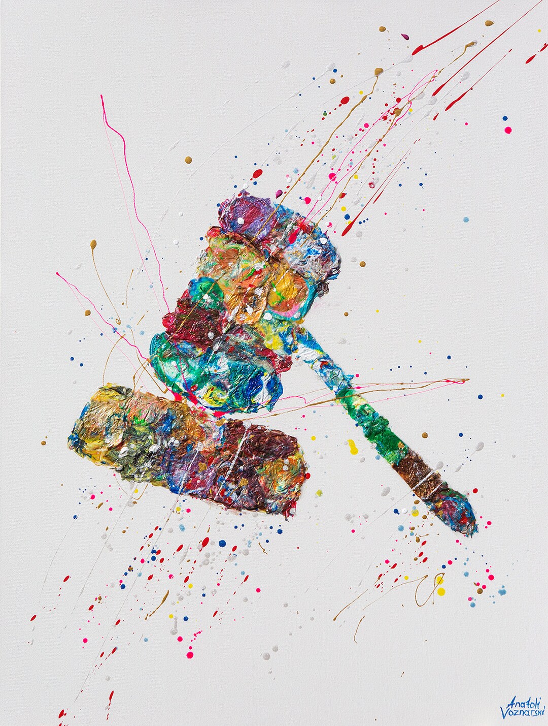 Judge Hammer,40"x30",signature 'frozen' Texture,thick Layers,judge ...
