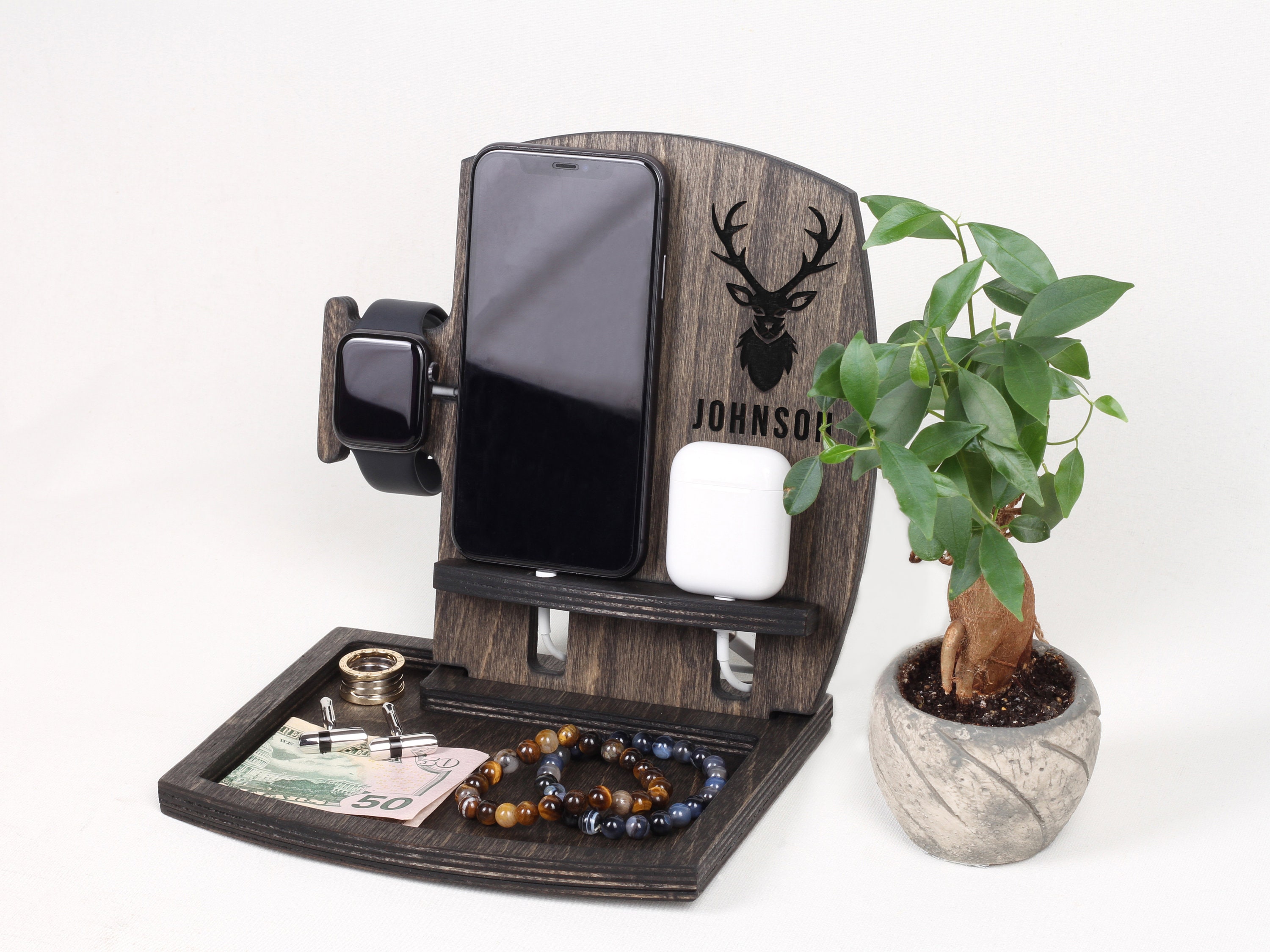 Personalized Wood Docking Station, Anniversary Gifts for Husband ...