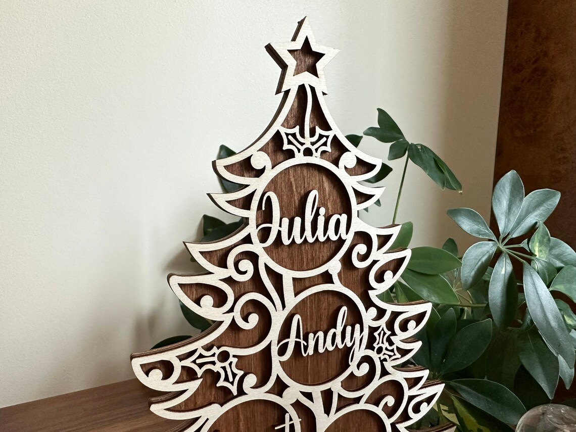Personalized Christmas Tree Family Name Ornament, Xmas Decor, Custom ...