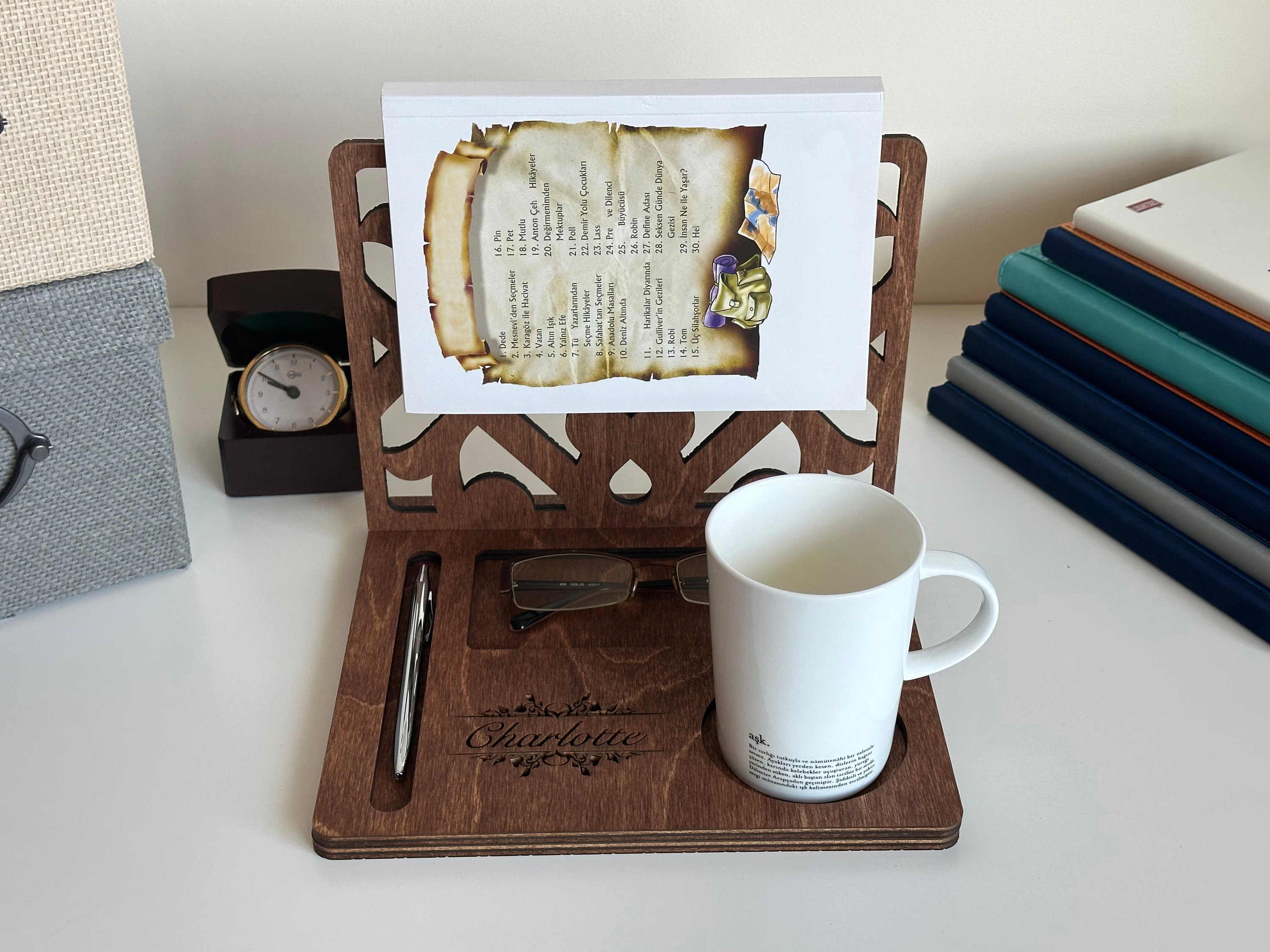 Personalized Wooden Book Stand, Book Valet, Book Holder Stand for ...