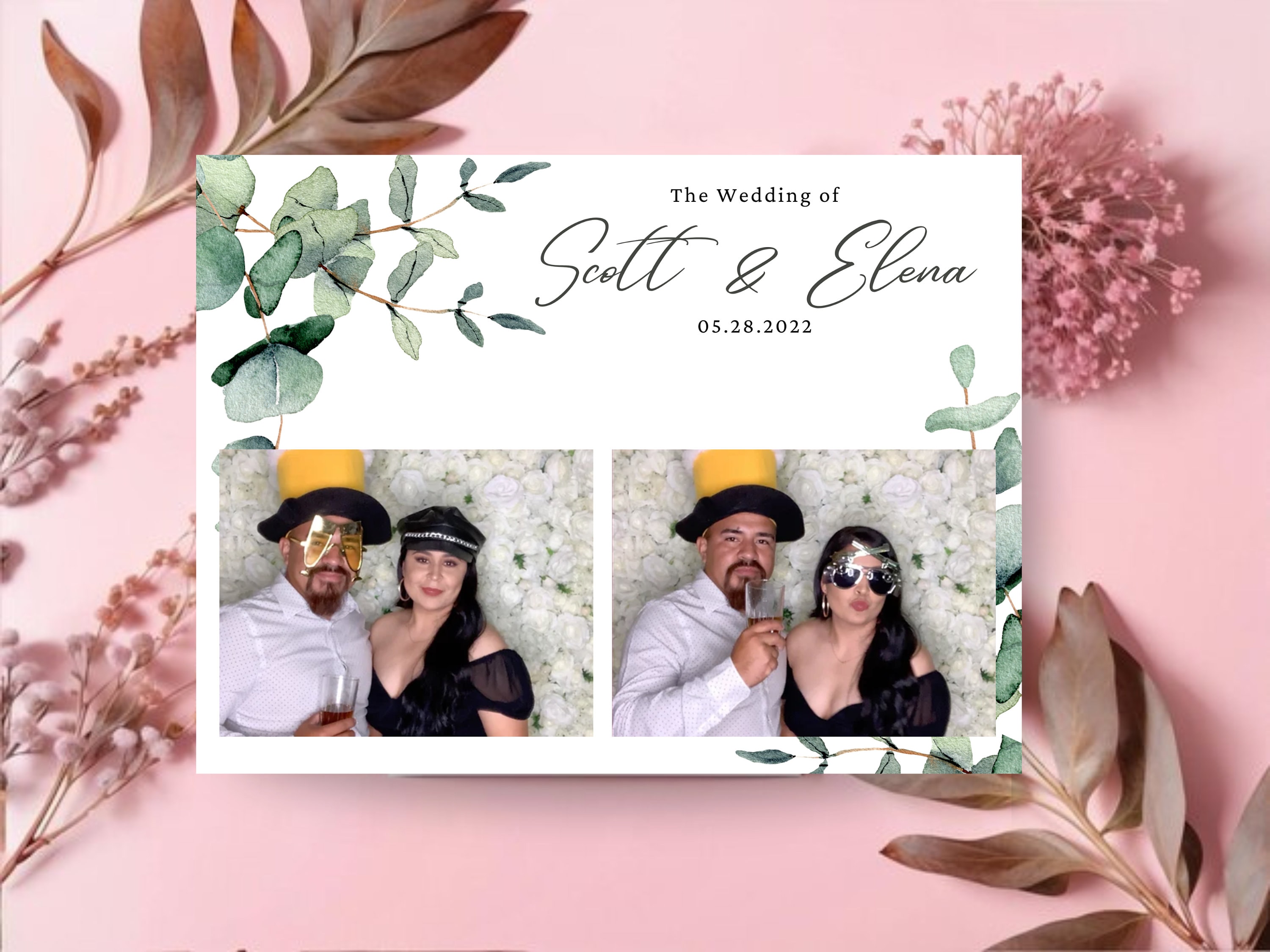 Eucalyptus Photo Booth Template Design, Modern Simplistic Editable Design for Photobooth Wedding ...