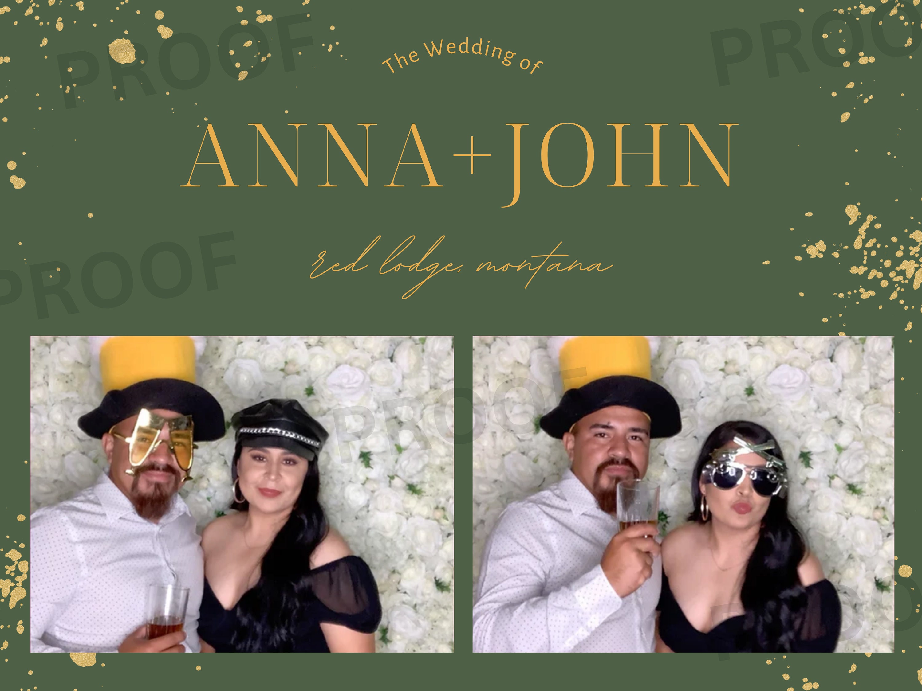 Green Photo Booth Template - Modern Gold Editable Design for Wedding ...