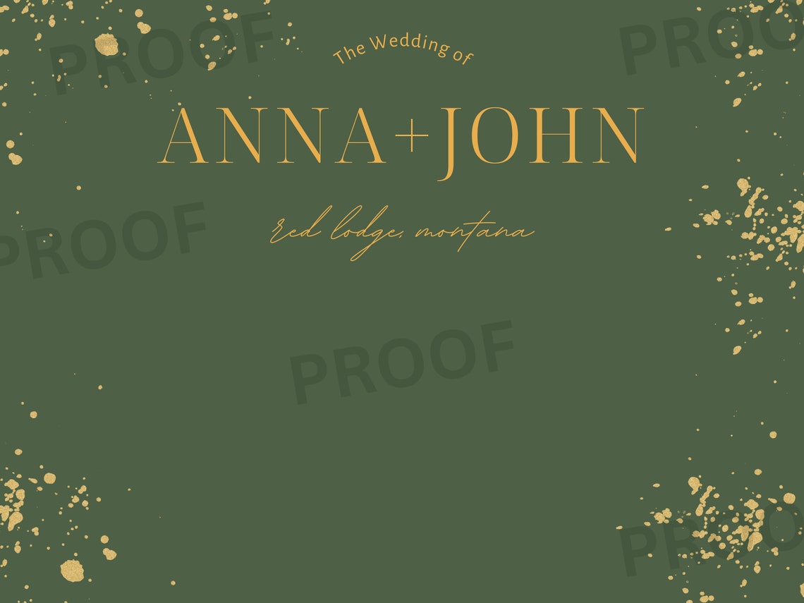 Green Photo Booth Template - Modern Gold Editable Design for Wedding ...