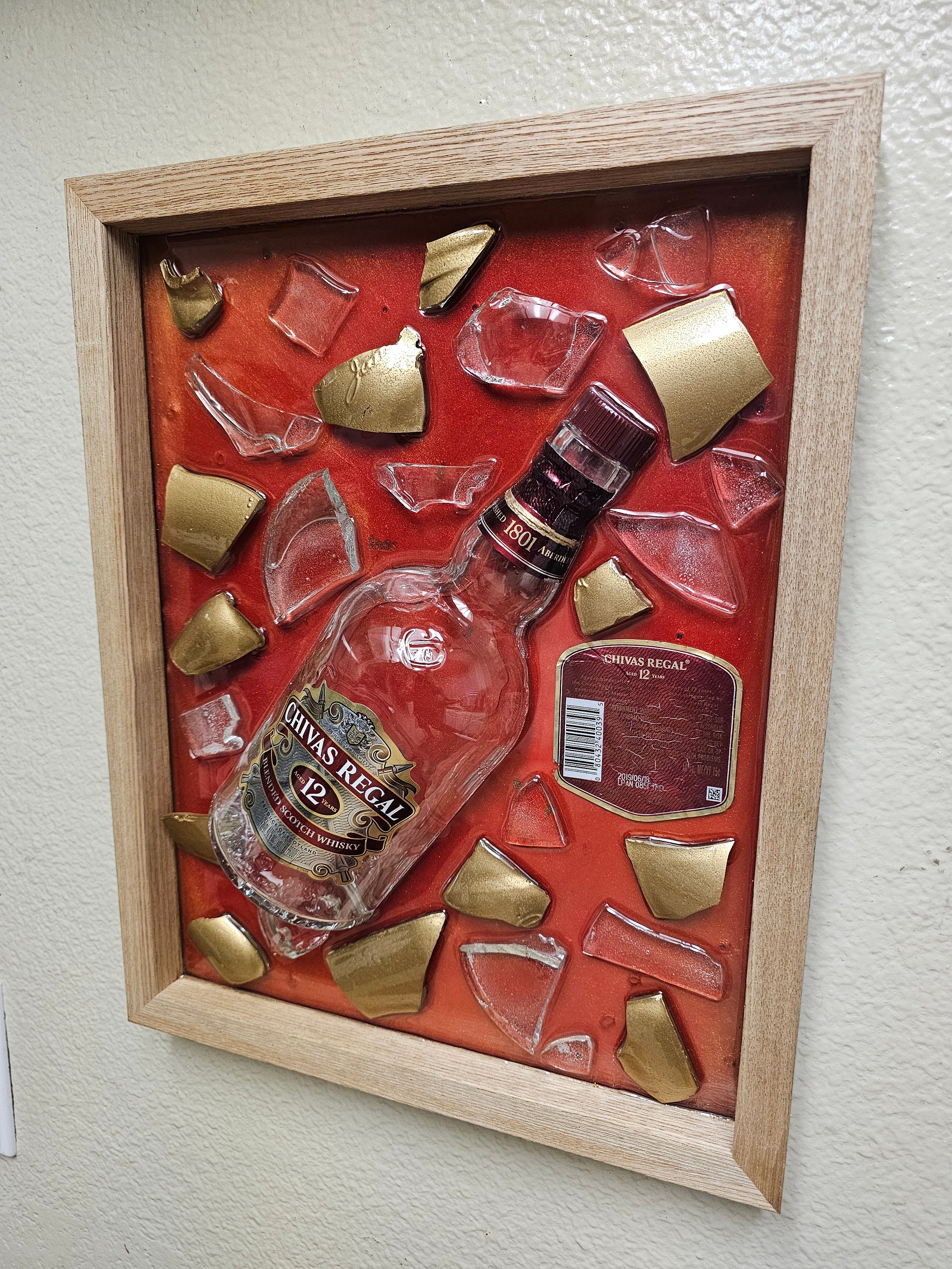 Chivas Regal Resin Art Broken Bottle, Resin Wall Art, Wall Art Framed ...