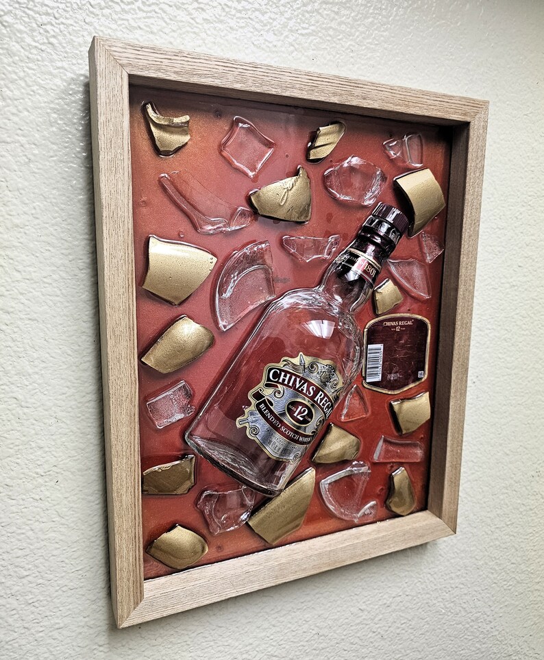 Chivas Regal Resin Art Broken Bottle, Resin Wall Art, Wall Art Framed ...