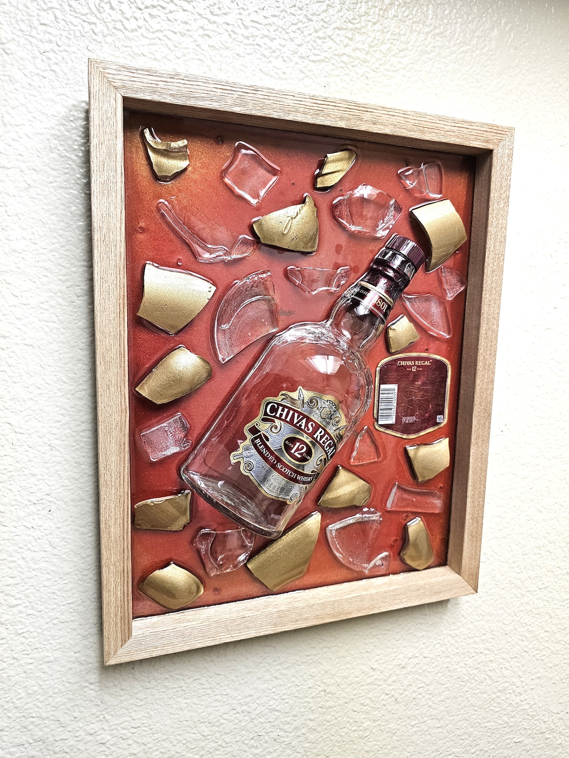 Chivas Regal Resin Art Broken Bottle, Resin Wall Art, Wall Art Framed ...