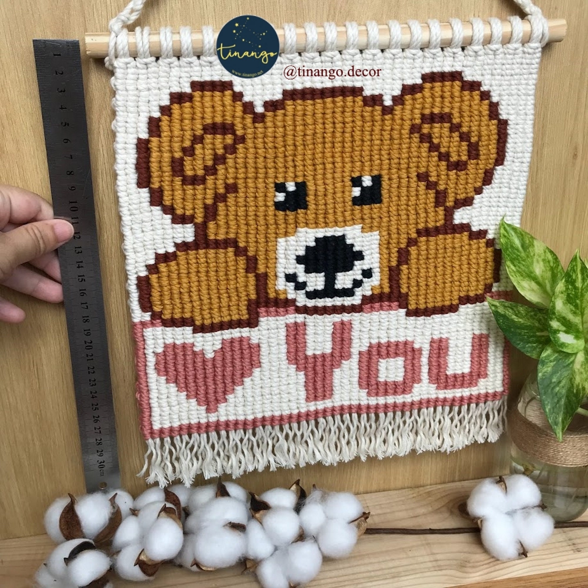 Cute Bear Macrame Wall Hangings/macrame Wall Hangings Pixel Art/ Cute ...