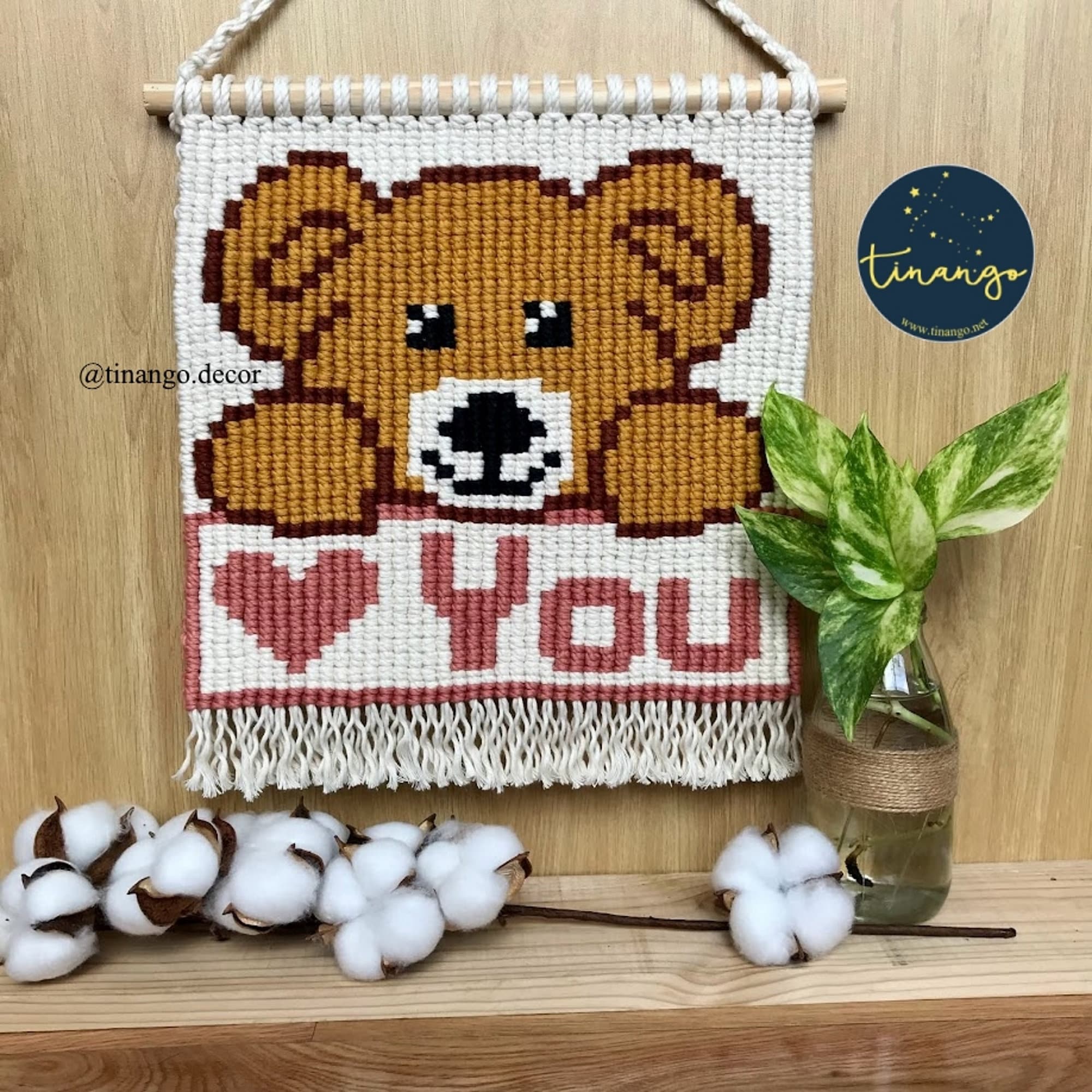 Cute Bear Macrame Wall Hangings/macrame Wall Hangings Pixel Art/ Cute ...