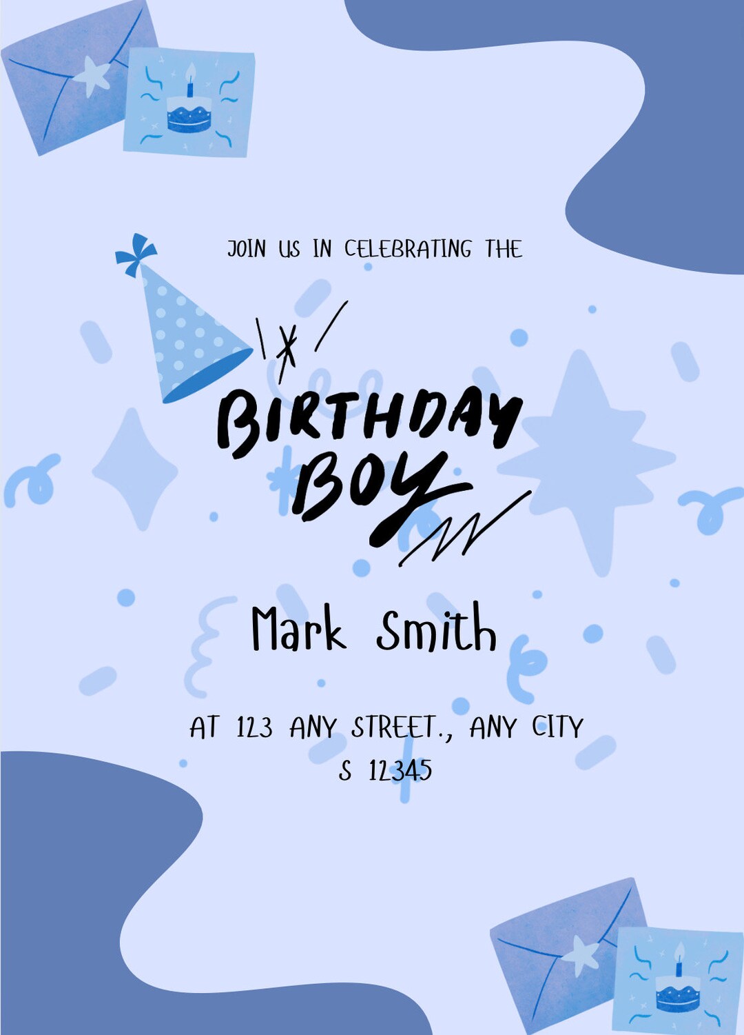 Blue Boy Digital Birthday Invitation - Etsy