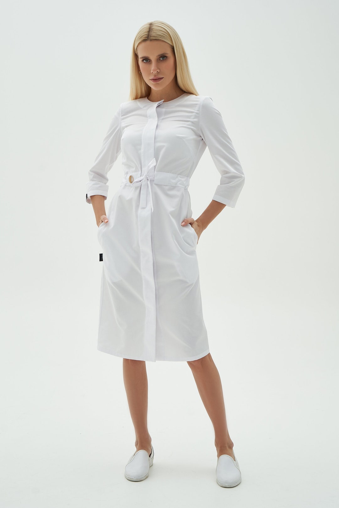 White Esthetician Dress Uniform for Beauty Masters, Uniform for ...