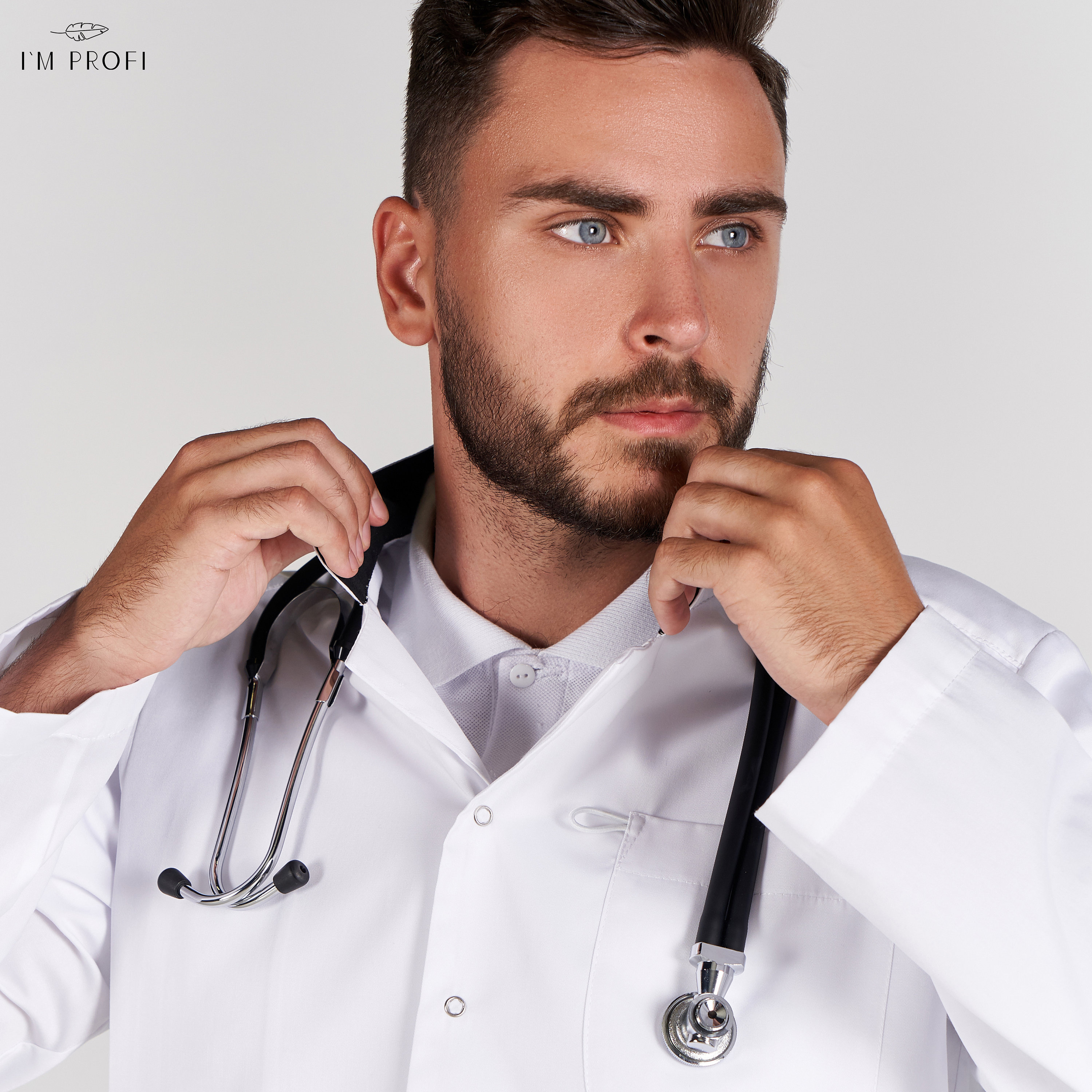 White Doctor Scrubs Uniform Men Male Practitioner Lab Coat Clothing for ...