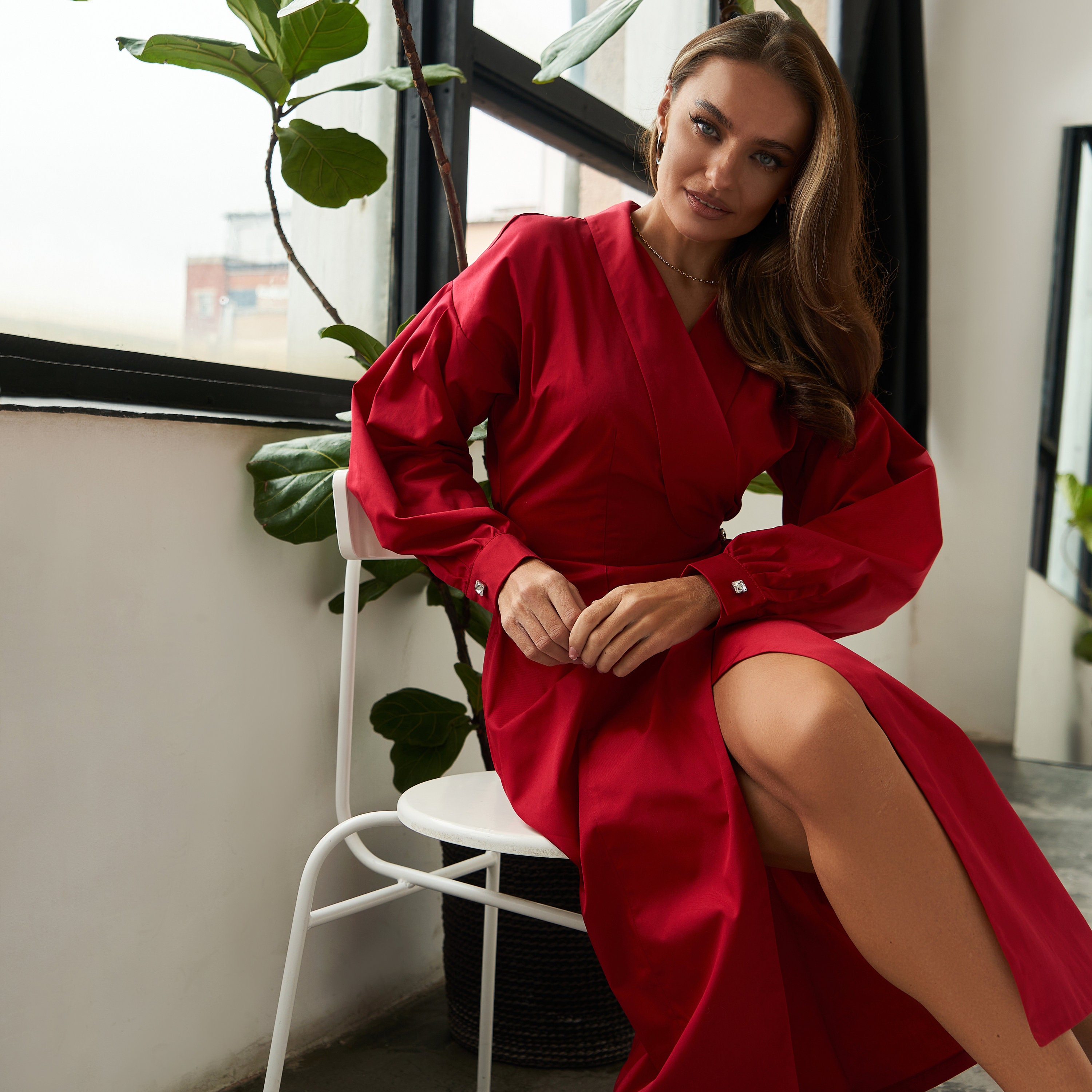 Red Elegant Lab Coat Uniform for Nurses and Workers, Beautician Uniform ...