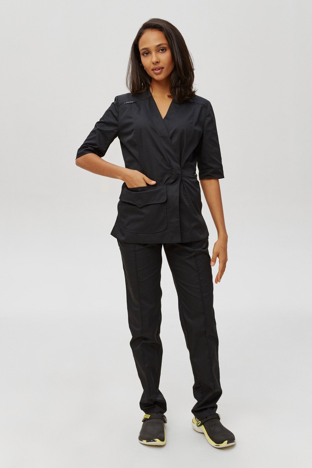 Black Scrub Set for Assistant Nursing Uniforms for Healthcare Worker ...