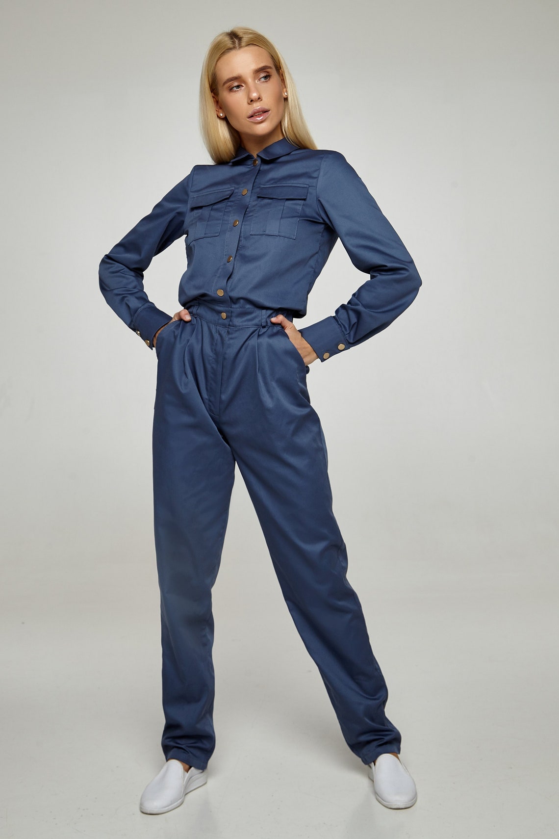 Beautician Overalls Nurse One-piece Uniform Jumpsuit Women Spa ...