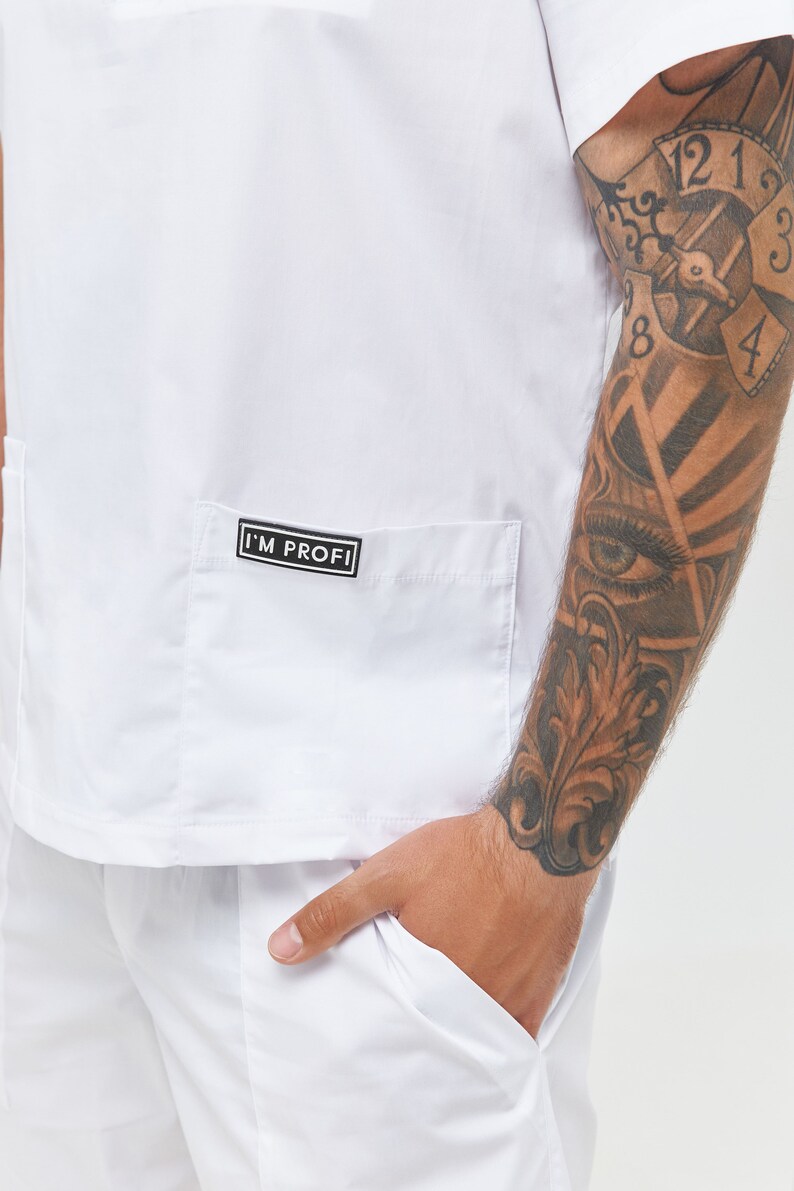 Men's Scrub Uniform Set of Doctor Pants and T-shirt, Scrubs Work ...