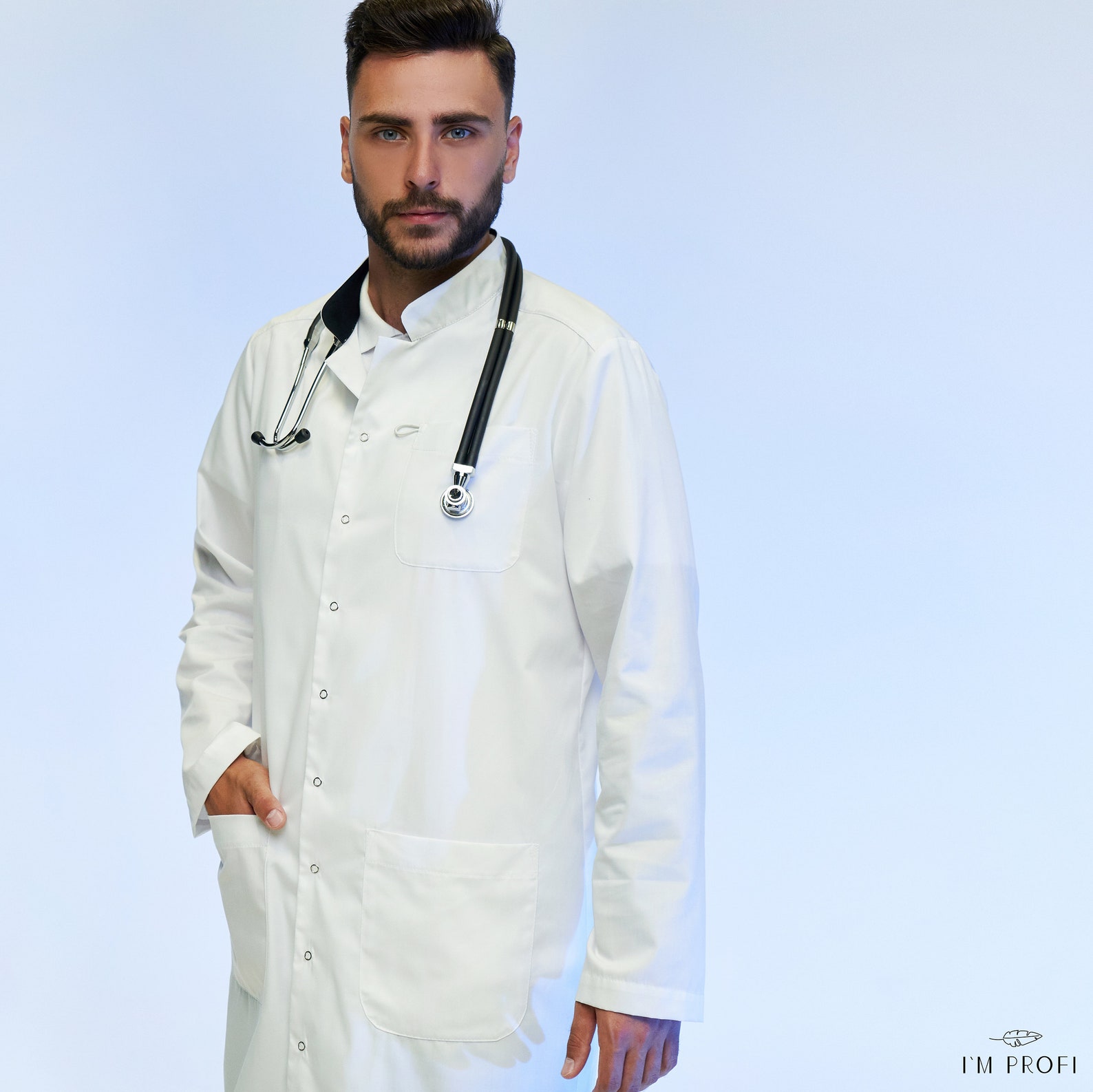 White Doctor Scrubs Uniform Men Male Practitioner Lab Coat Medical ...