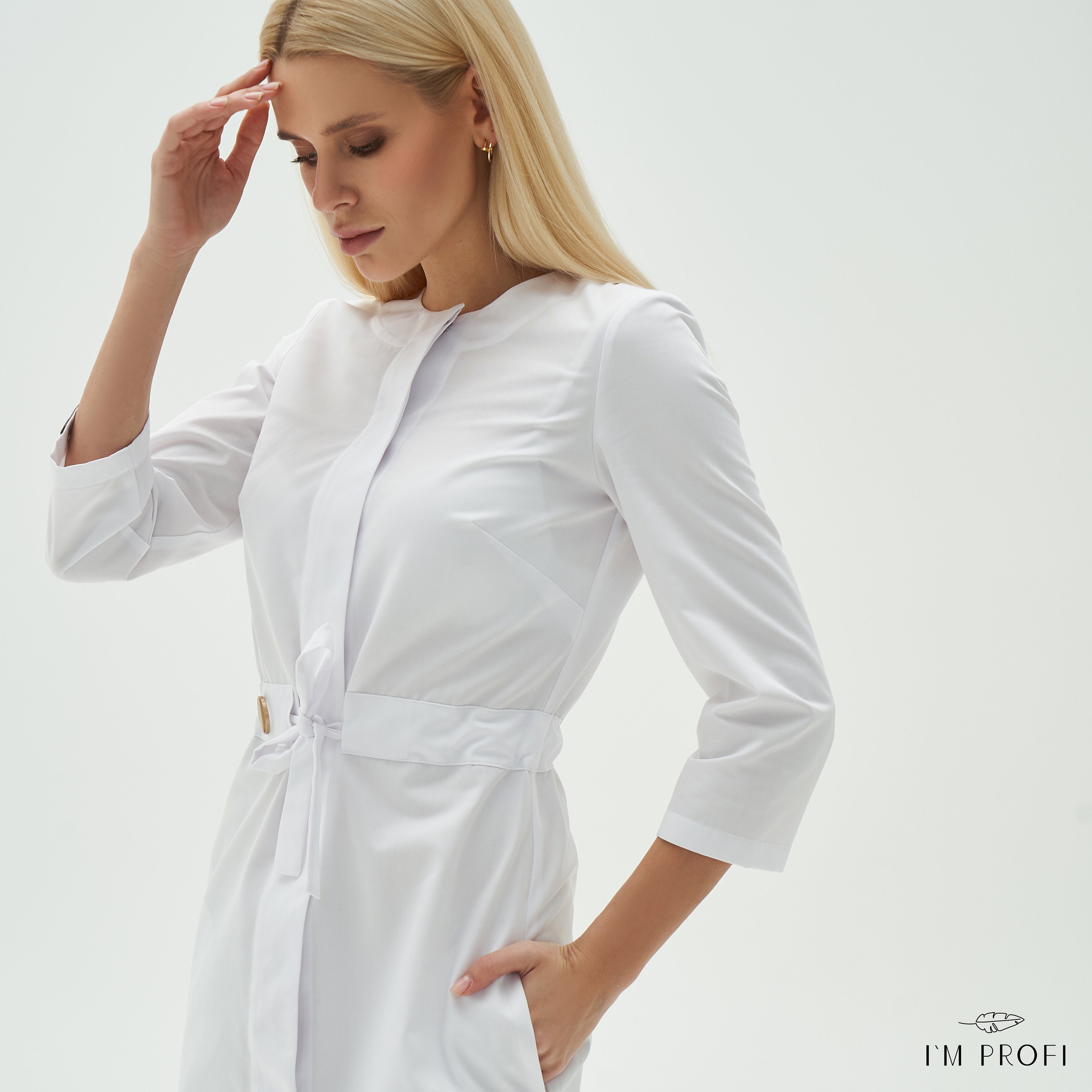 White Esthetician Dress Uniform for Beauty Masters, Uniform for ...