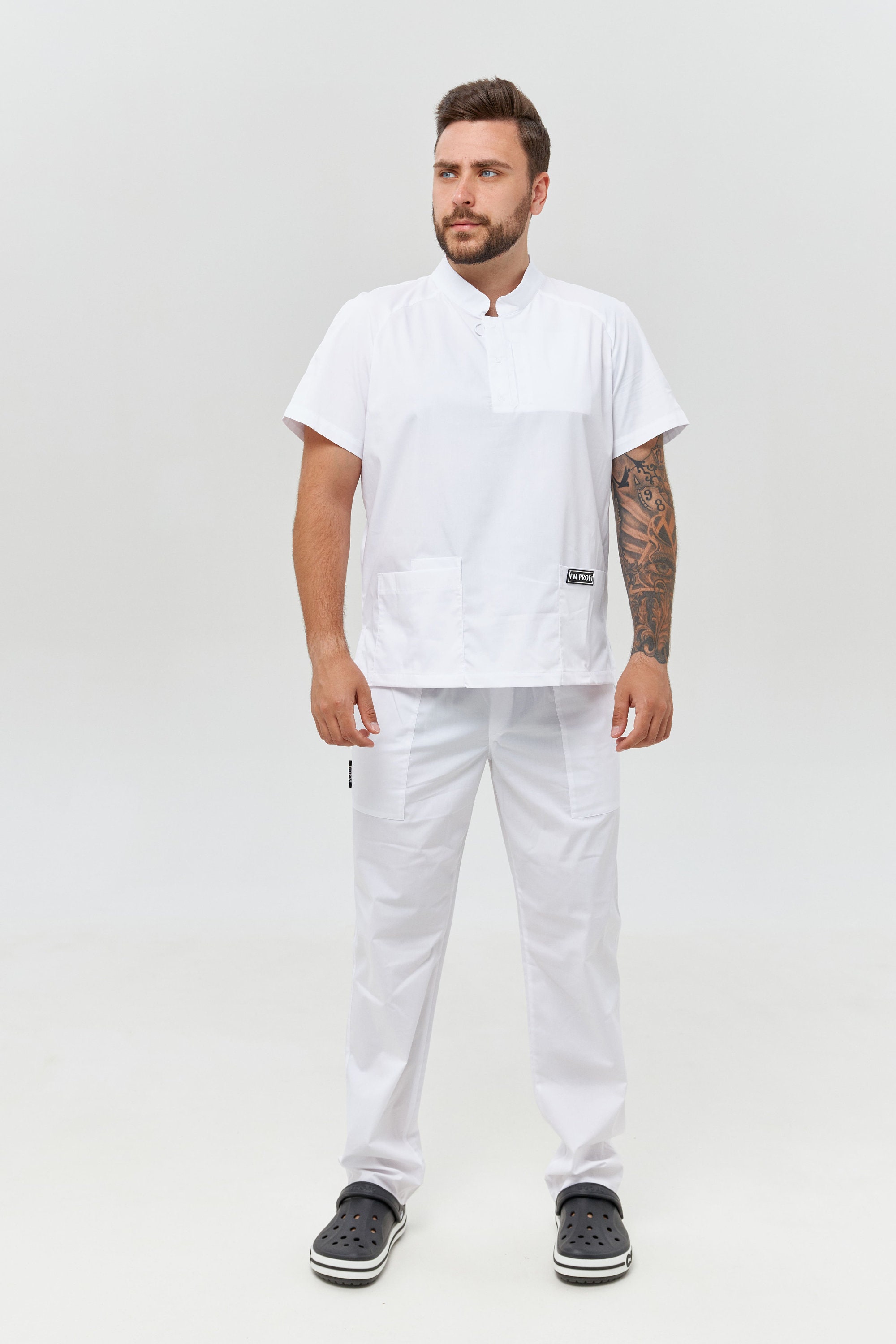 Men's Scrub Uniform Set of Doctor Pants and T-shirt, Scrubs Work ...