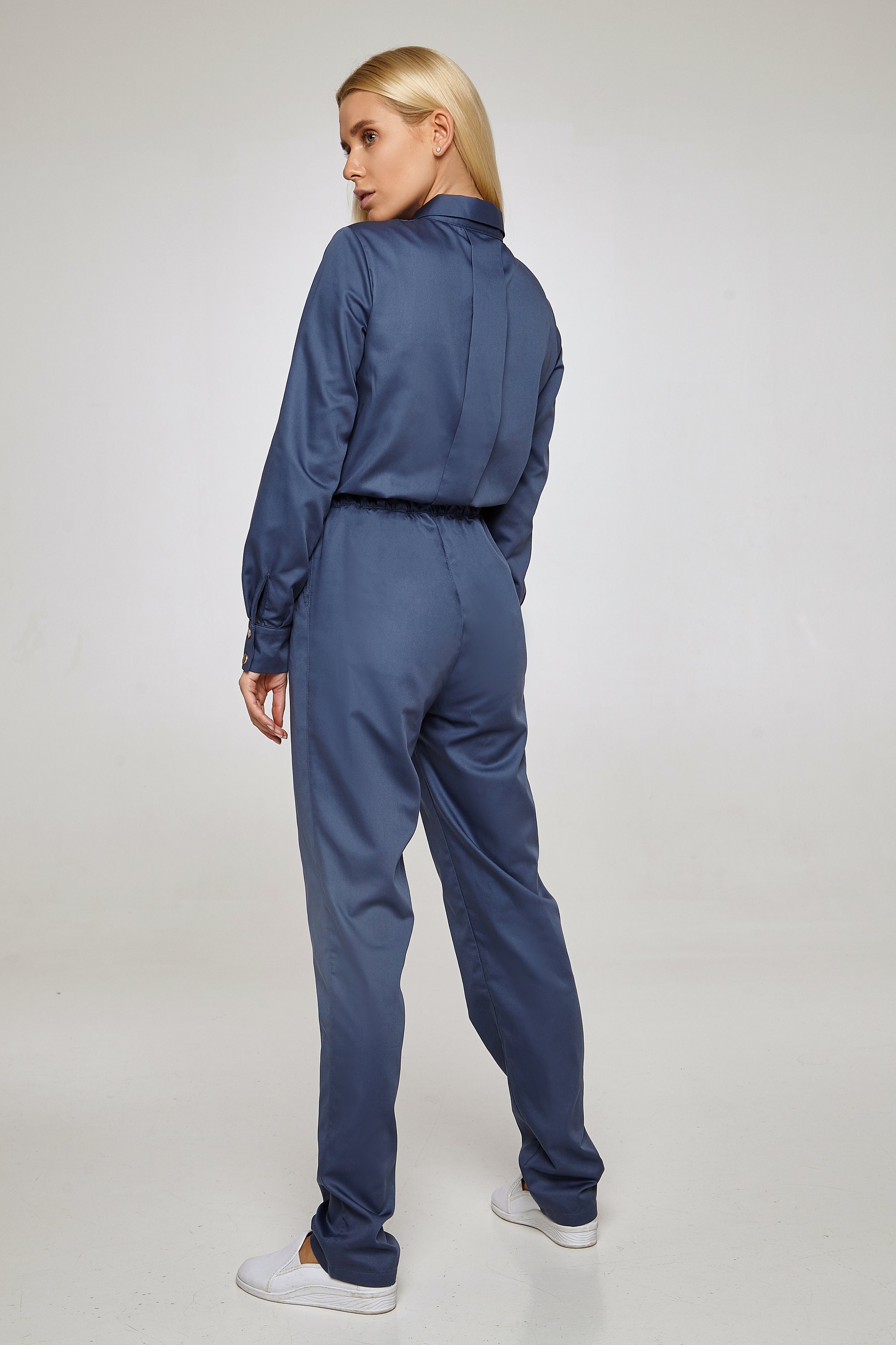 Beautician Overalls Nurse One-piece Uniform Jumpsuit Women Spa ...