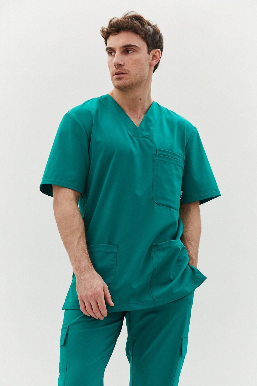 Men's Scrub Uniform Set of Doctor Pants and T-shirt Scrubs Work Apparel ...